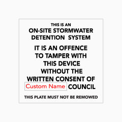 ON-SITE STORMWATER DETENTION SYSTEM SIGN – Get signs